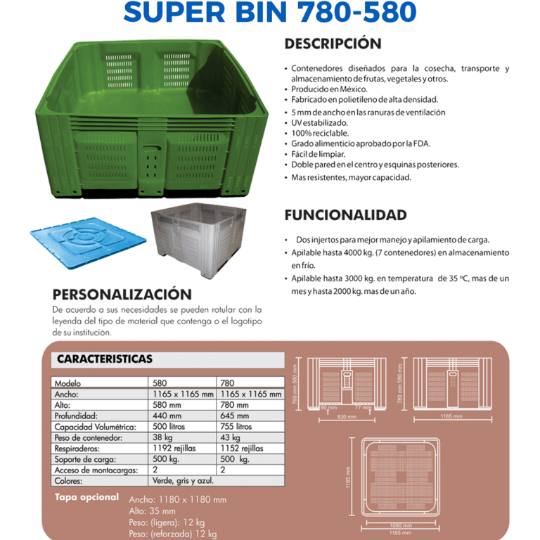 Super Bin 780 Con Ranuras Verde